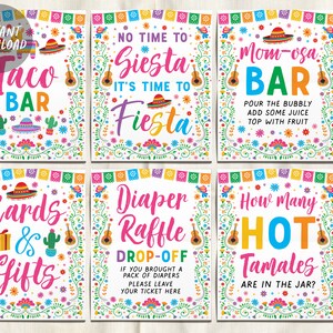 Fiesta Party Signs BUNDLE for Baby Shower, Mexican Theme Diaper Raffle ...