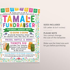 Tamale Fundraiser Flyer Editable Template, Fiesta Mexican Night Dinner ...