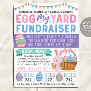 Egg My Yard Easter Fundraiser Flyer Editable Template, Easter Egg Drop Poster, Spring Egg Hunt ...