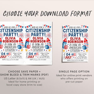 US Citizenship Party Invitation Editable Template, Naturalization ...