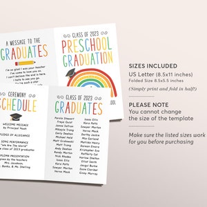 Graduation Program Editable Template for Preschool, Pre-k Ceremony ...