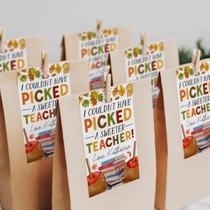 Fall Teacher Appreciation Gift Tags Editable Template, Caramel Apple ...