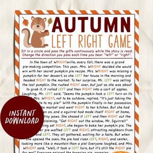 Fall Left Right Game, Left Right Story Pass the Gift Prize Exchange ...