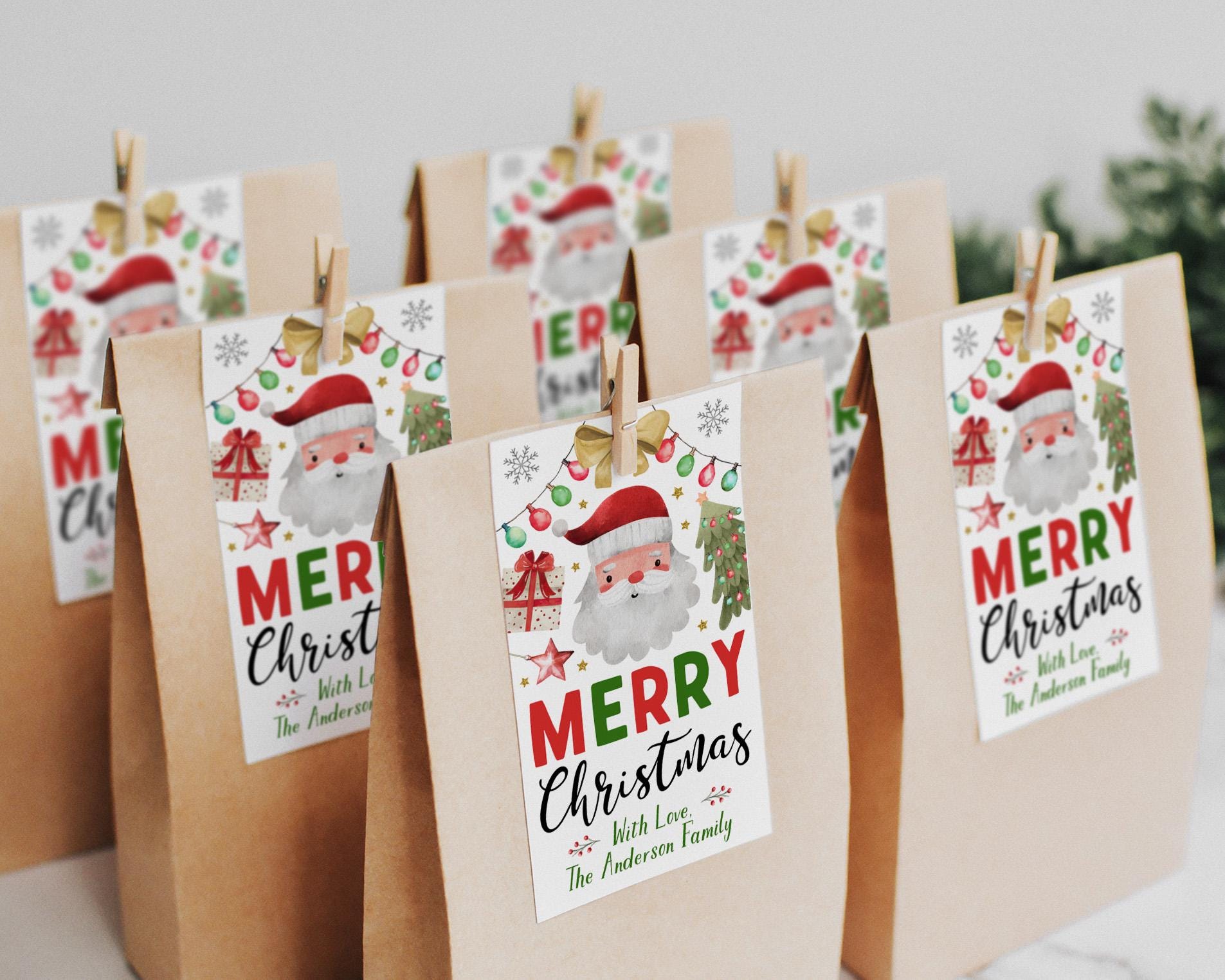 Christmas Favor Tags Editable Template, Santa Holiday Party Thank You ...