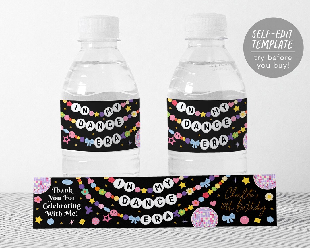In My Dance Era Water Bottle Labels Editable Template, Dance Friendship ...