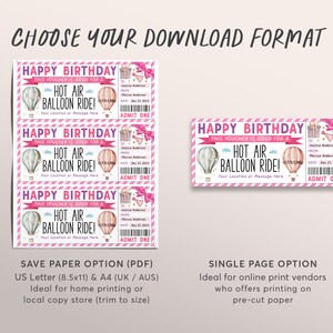 Hot Air Balloon Ticket Editable Template, Birthday Surprise Hot Air ...