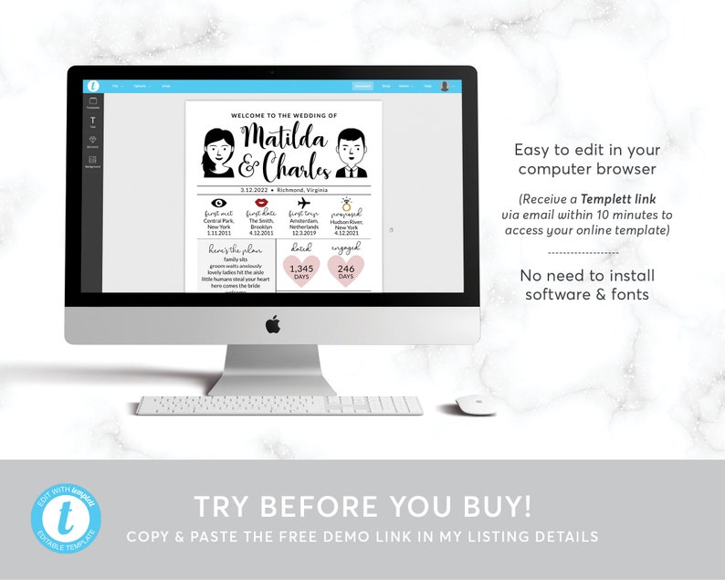 Silhouette Wedding Program Template Reception Infographic | Etsy