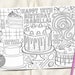 Cake Decorating Birthday Party Coloring Placemat for Kids Tween Teens ...