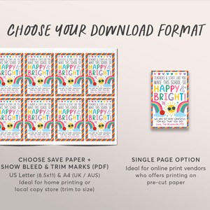 Rainbow Happy and Bright Appreciation Gift Tag Editable Template, Thank ...