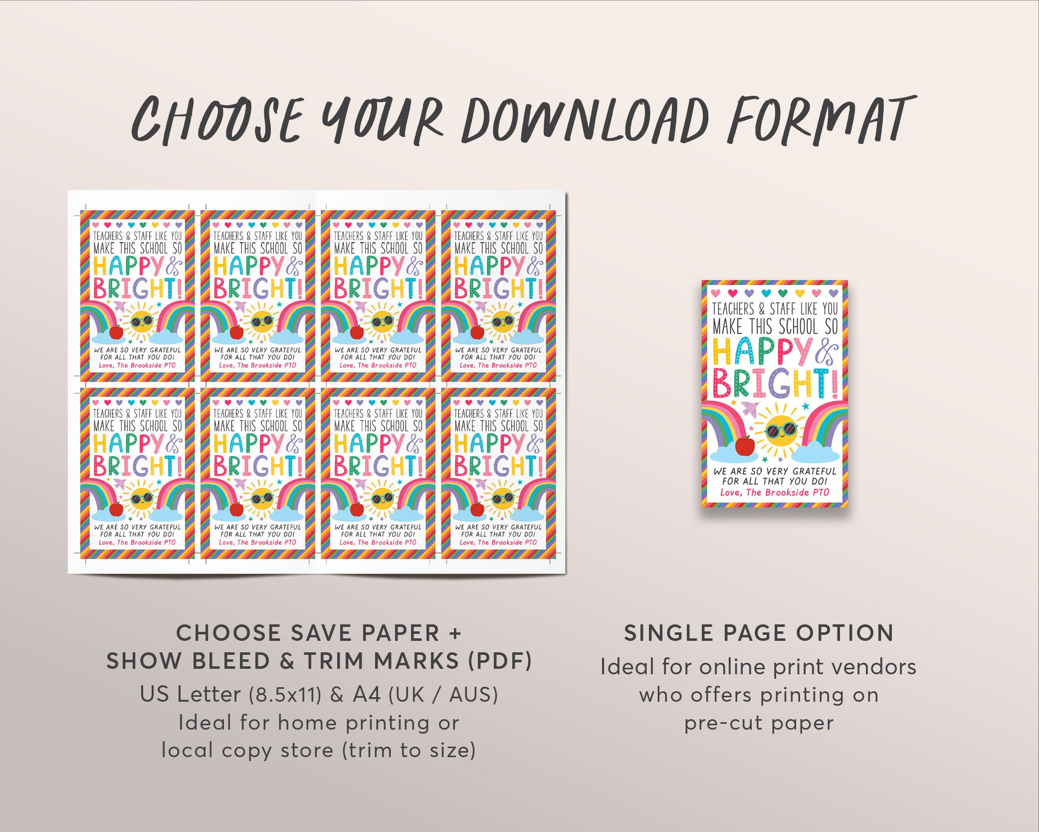 Rainbow Happy and Bright Appreciation Gift Tag Editable Template, Thank ...