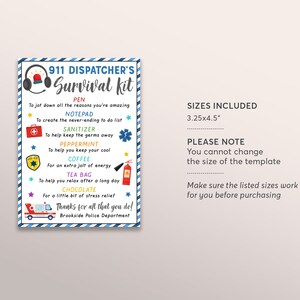 Emergency 911 Dispatcher Kit Gift Tags Editable Template, First ...