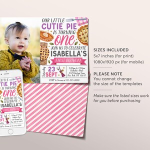 Cutie Pie First Birthday Invitation With Photo Editable Template, Fall ...