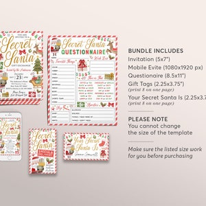 Secret Santa BUNDLE Kit Printable Editable Template, Secret Santa ...