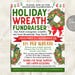 Holiday Wreath Flyer Editable Template, Christmas Wreath Fundraiser ...