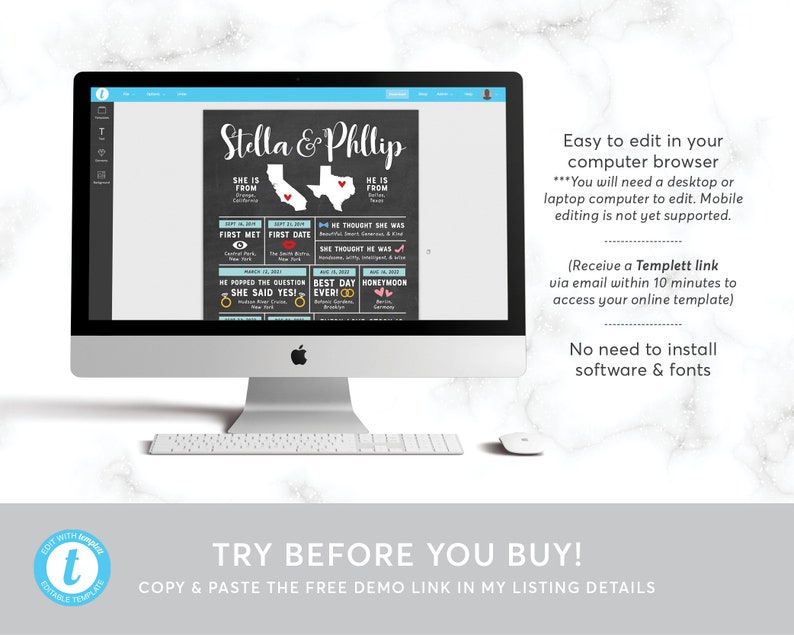 Editable Our Love Story Timeline Chalkboard Template Met - Etsy