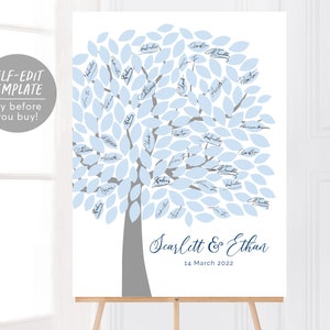 Editable Tree Wedding Guest Book Alternative Template, Kissing Love ...