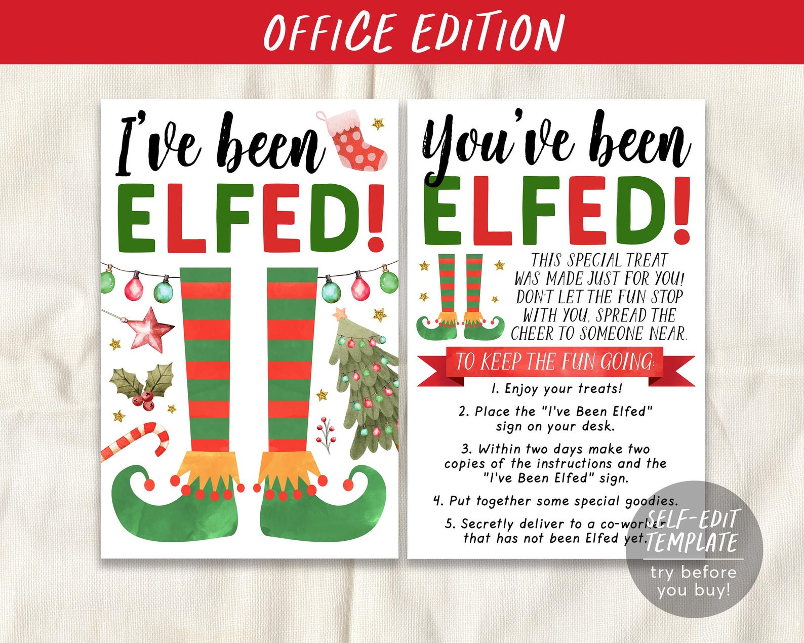 I've Been Elfed Coworker Game Editable Template, Elf You've Been Elfed ...