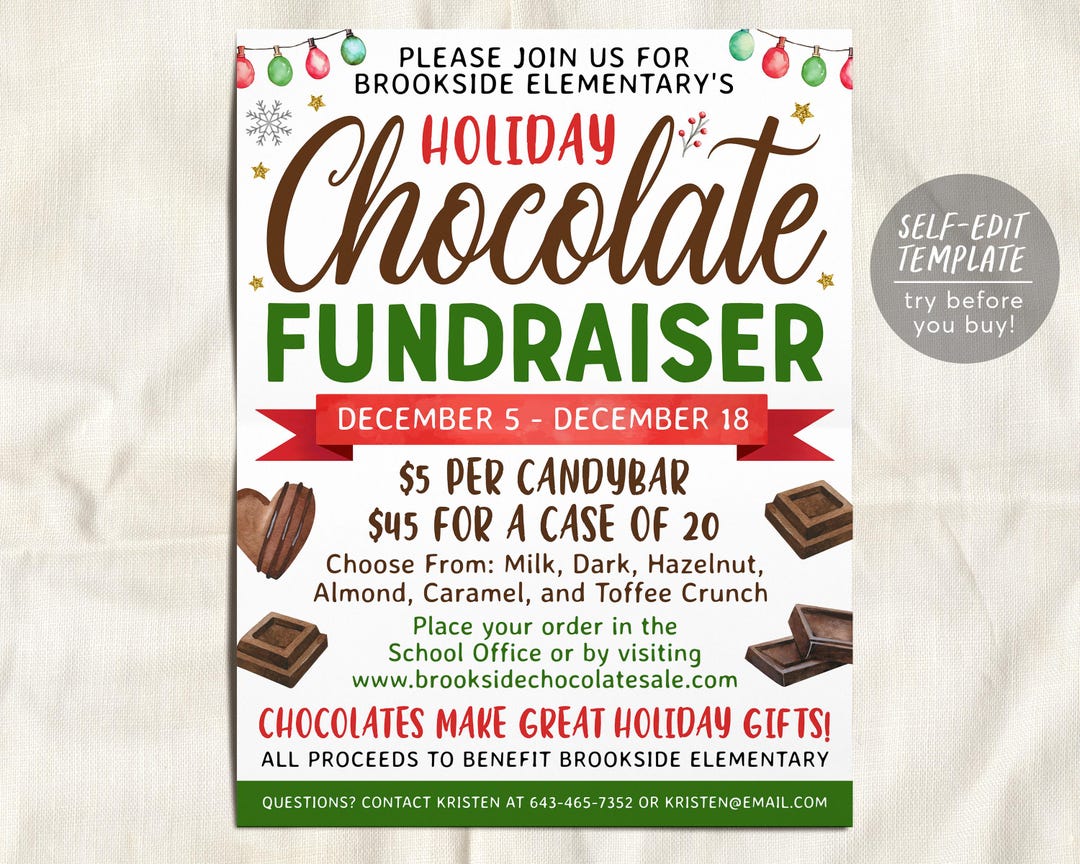 Christmas Chocolate Fundraiser Flyer Invitation Editable Template ...