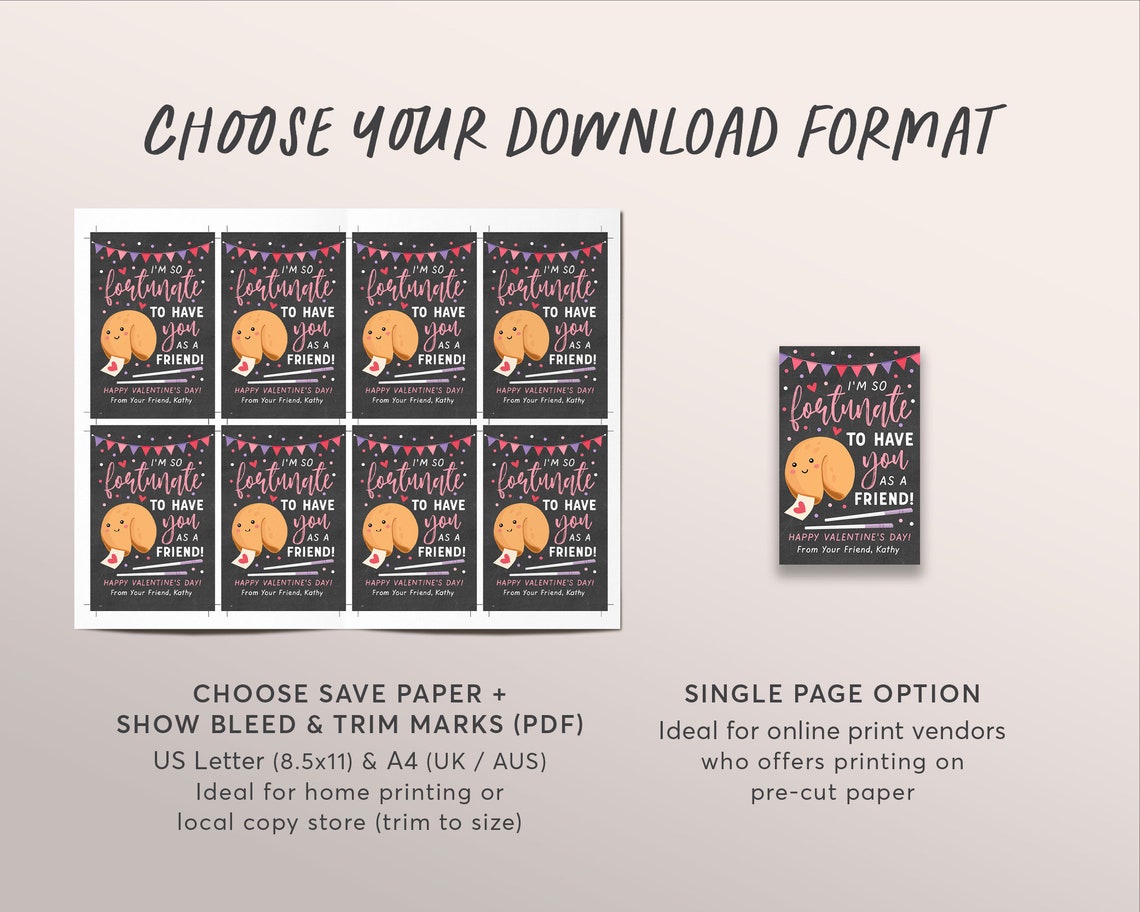 Fortune Cookie Valentine's Day Gift Tags Editable - Etsy