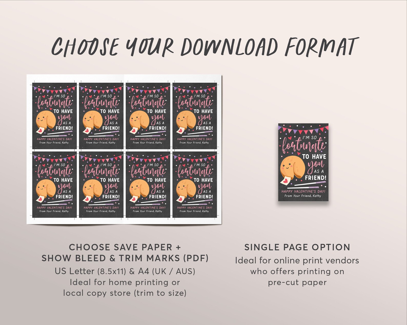 Fortune Cookie Valentine's Day Gift Tags Editable - Etsy