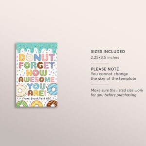 Donut Forget How Awesome You Are Gift Tag Editable Template, Thank You ...