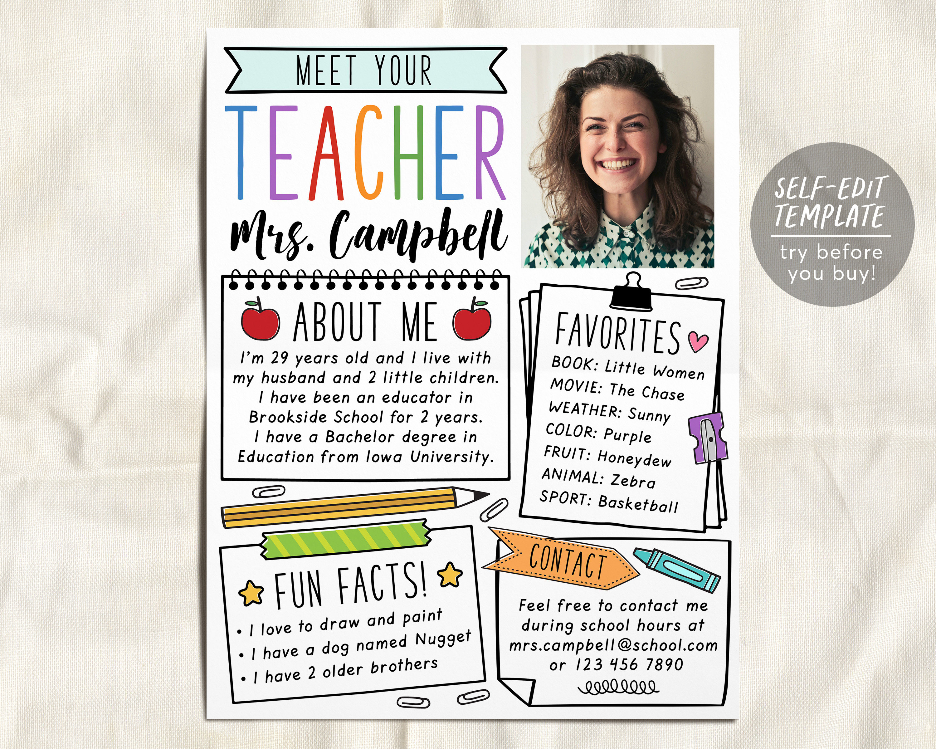 Meet the Teacher Editable Template, Back to School Welcome Letter ...
