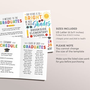 Graduation Program Editable Template for Kindergarten, Pre-k Preschool ...
