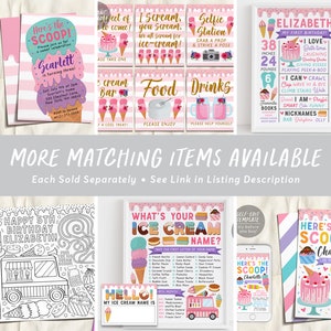 Ice Cream Birthday Menu Sign Editable Template, Girl Birthday Summer ...