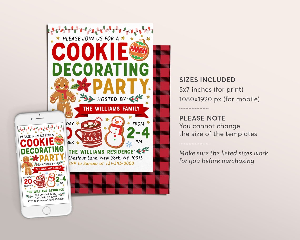 Cookie Decorating Party Invitation Editable Template - Etsy