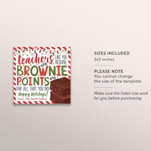 Chocolate Brownie Christmas Gift Tag Editable Template, Teachers ...