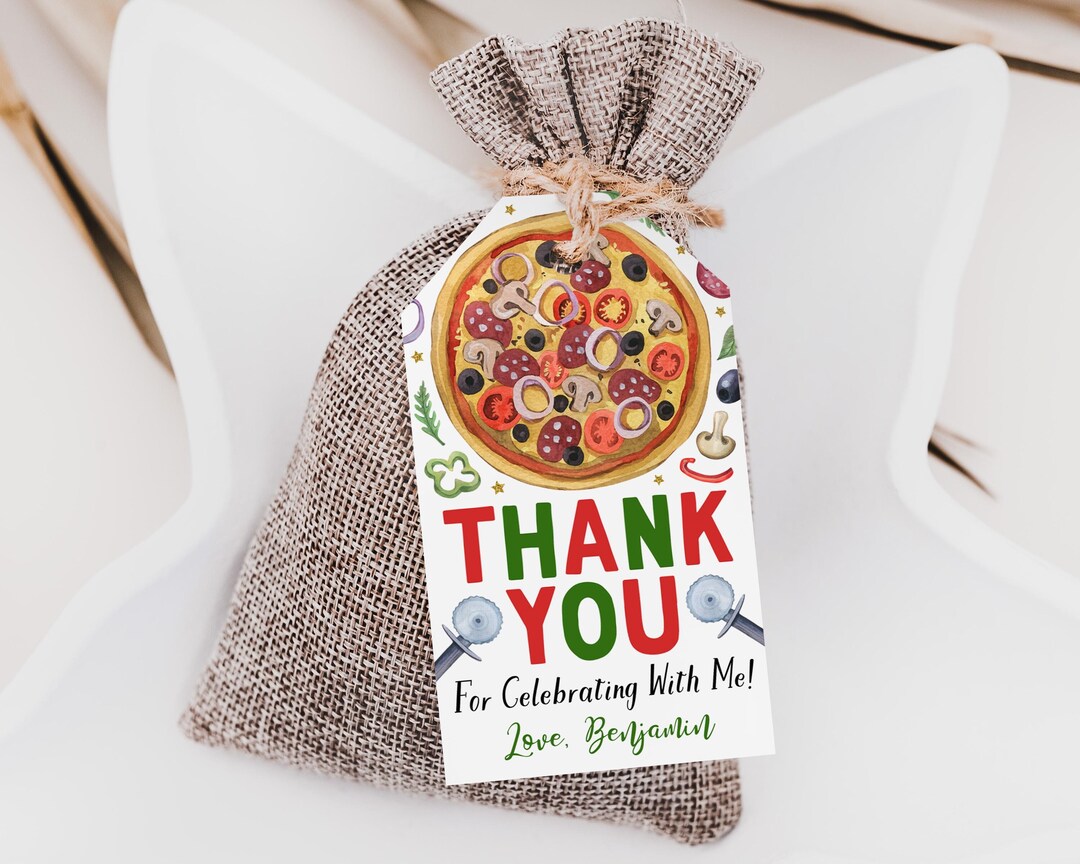 Pizza Birthday Party Favor Tags Editable Template, Unisex Kids Pizza ...