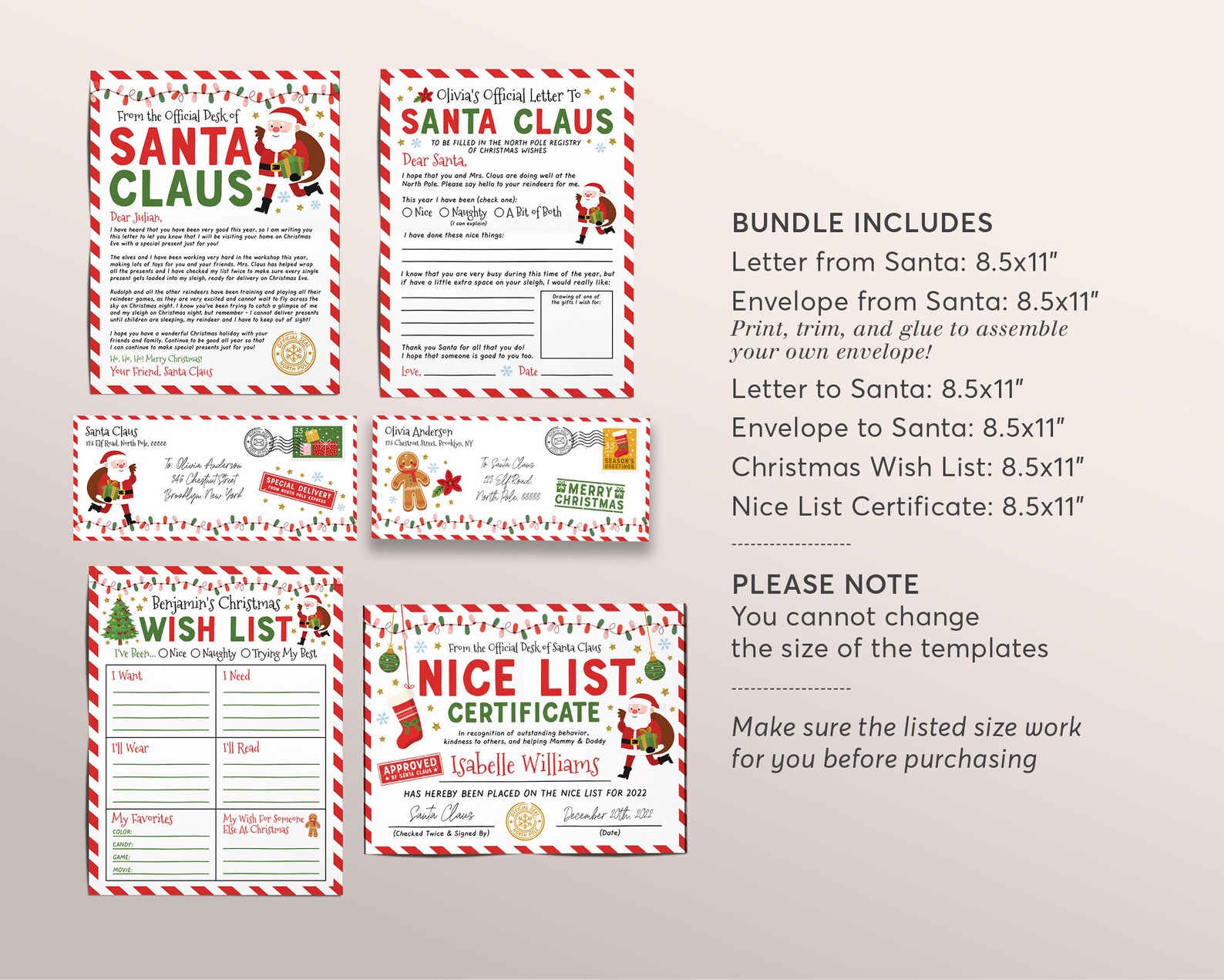 BUNDLE Official Letter to and From Santa KIT Editable Template ...