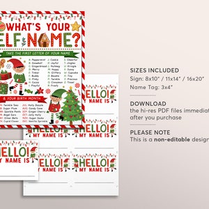 What's Your Elf Name Game, Elves Christmas Party Activity Game With ...