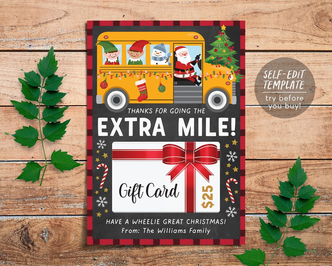 Thanks for Going the Extra Mile Gas Gift Card Holder Printable Editable ...