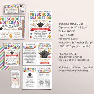 Preschool Graduation Ceremony BUNDLE Editable Template, Pre-k ...
