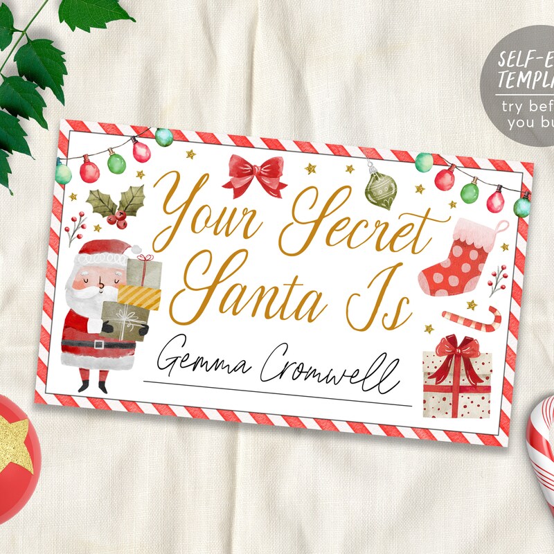 Secret Santa Sticker - Etsy