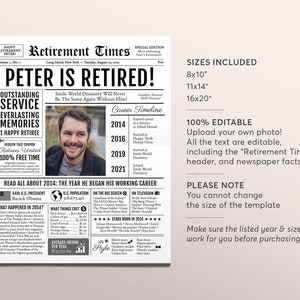 Editable Retirement Celebration Sign, Unique Newspaper Retirement Gifts ...