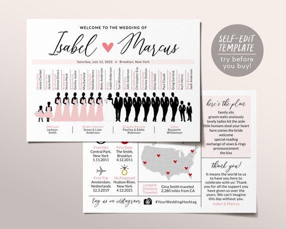 Infographic Wedding Program Etsy