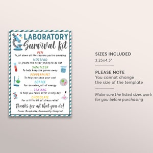 Laboratory Survival Kit Gift Tags Editable Template, Medical Lab Gifts ...