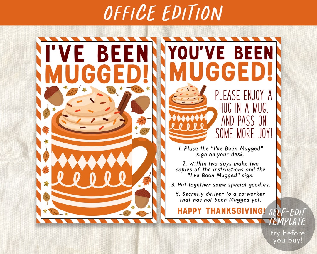 I've Been Mugged Coworker Game Editable Template, You've Been Mugged at ...