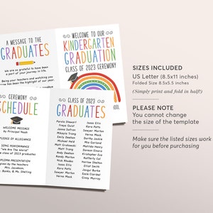 Graduation Program Editable Template for Kindergarten, Pre-k Preschool ...