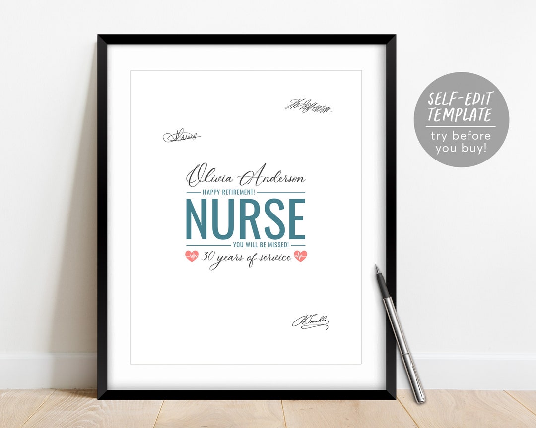Nurse's Retirement Party Signature Poster Guest Book Alternate ...