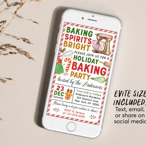 Baking Spirits Bright Invitation Editable Template, Holiday Baking ...