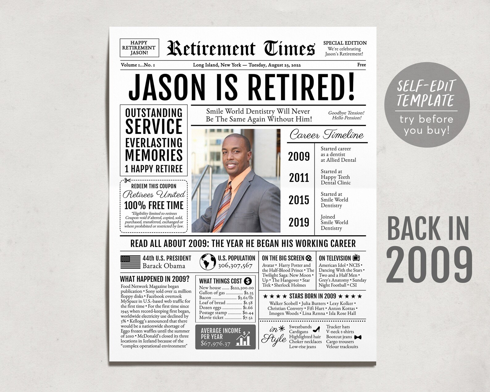 Editable Retirement Celebration Sign Unique Newspaper - Etsy