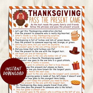 Thanksgiving Pass the Present Game, Pass the Gift Party Activity for ...