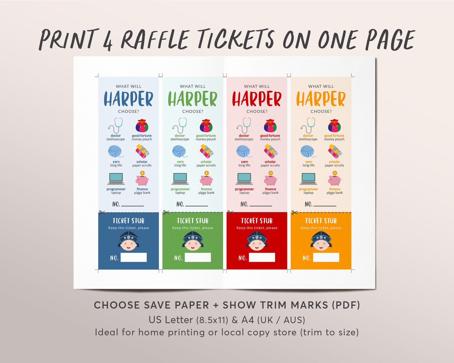Doljabi Raffle Ticket Template Korean Baby Boy First - Etsy