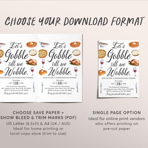 Gobble Till We Wobble Friendsgiving Invitation Editable Template, Funny ...