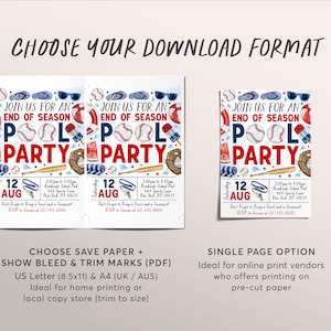 Baseball Pool Party Invitation Editable Template, Baseball End of ...