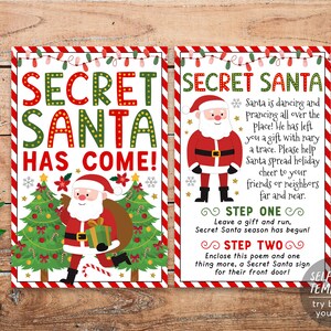 Secret Santa Christmas Game Editable Template, Secret Santa Gift Swap ...