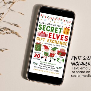 Secret Elves Gift Exchange Invitation Editable Template, Secret Elf ...